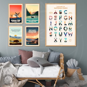 National Park Alphabet Print, Alphabet Poster, National Park Nursery ...