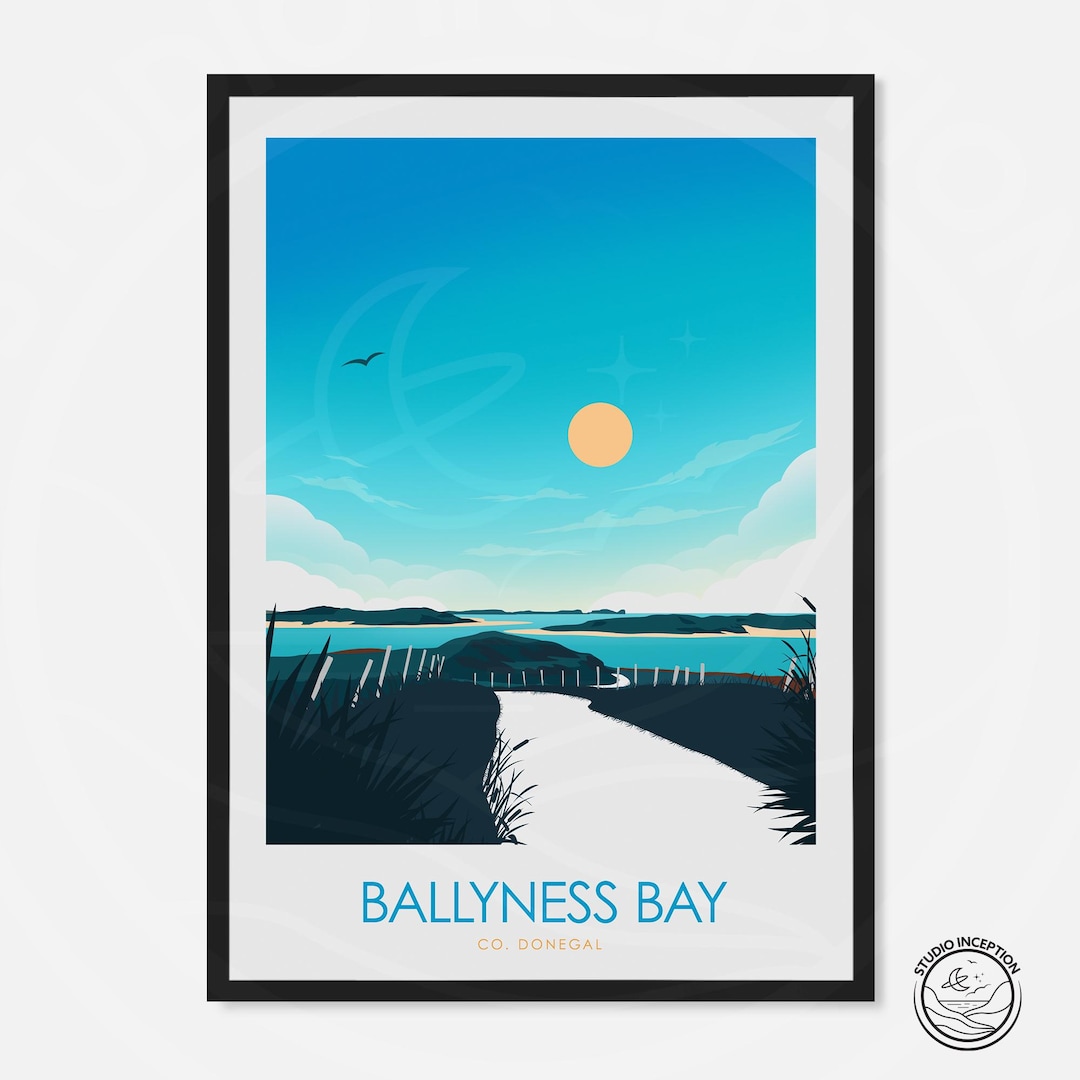 Donegal Travel Poster, Ballyness Bay, Falcarragh Travel Print, Irish ...