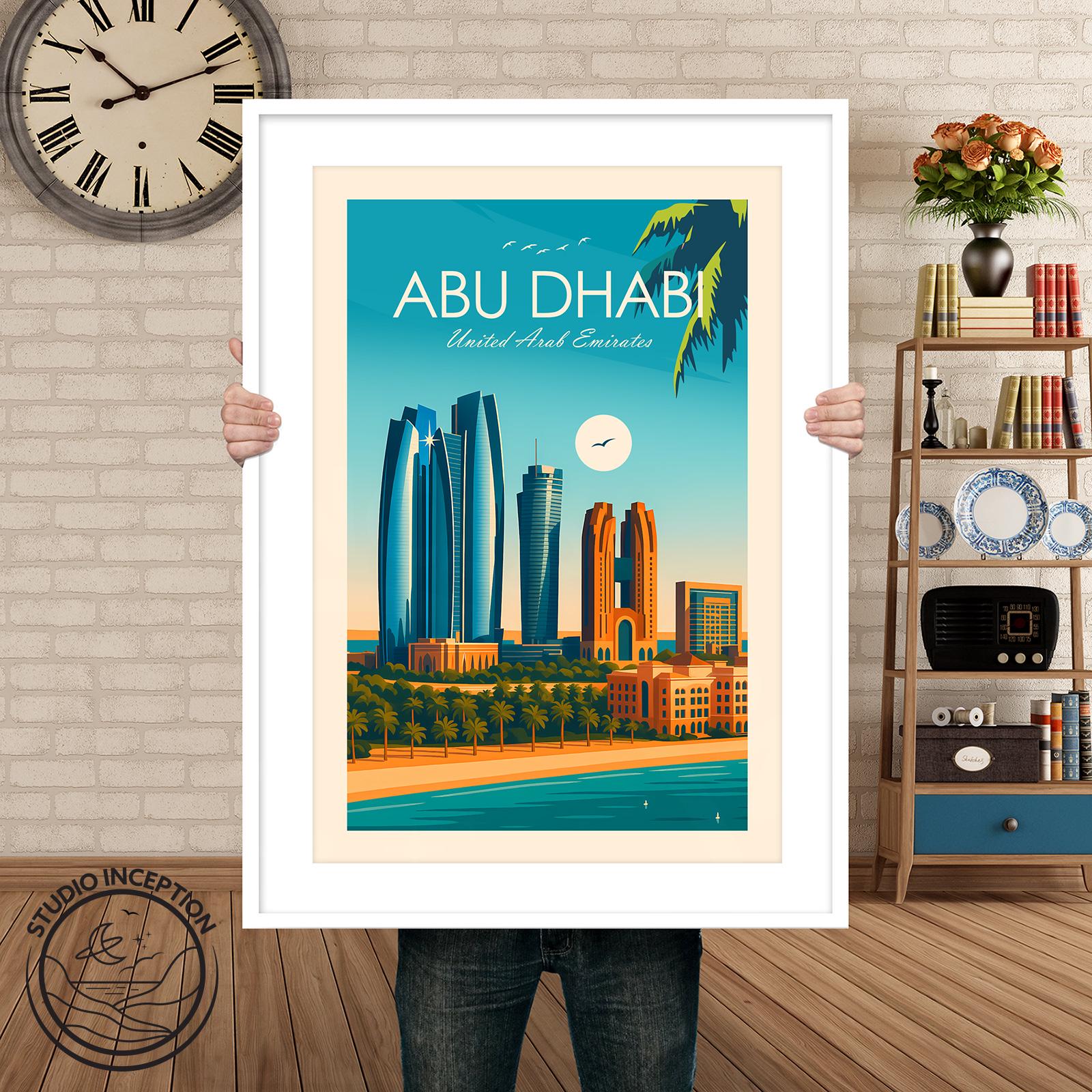 Abu Dhabi Travel Print | UAE Wall Art Poster | Abu Dhabi Skyline ...