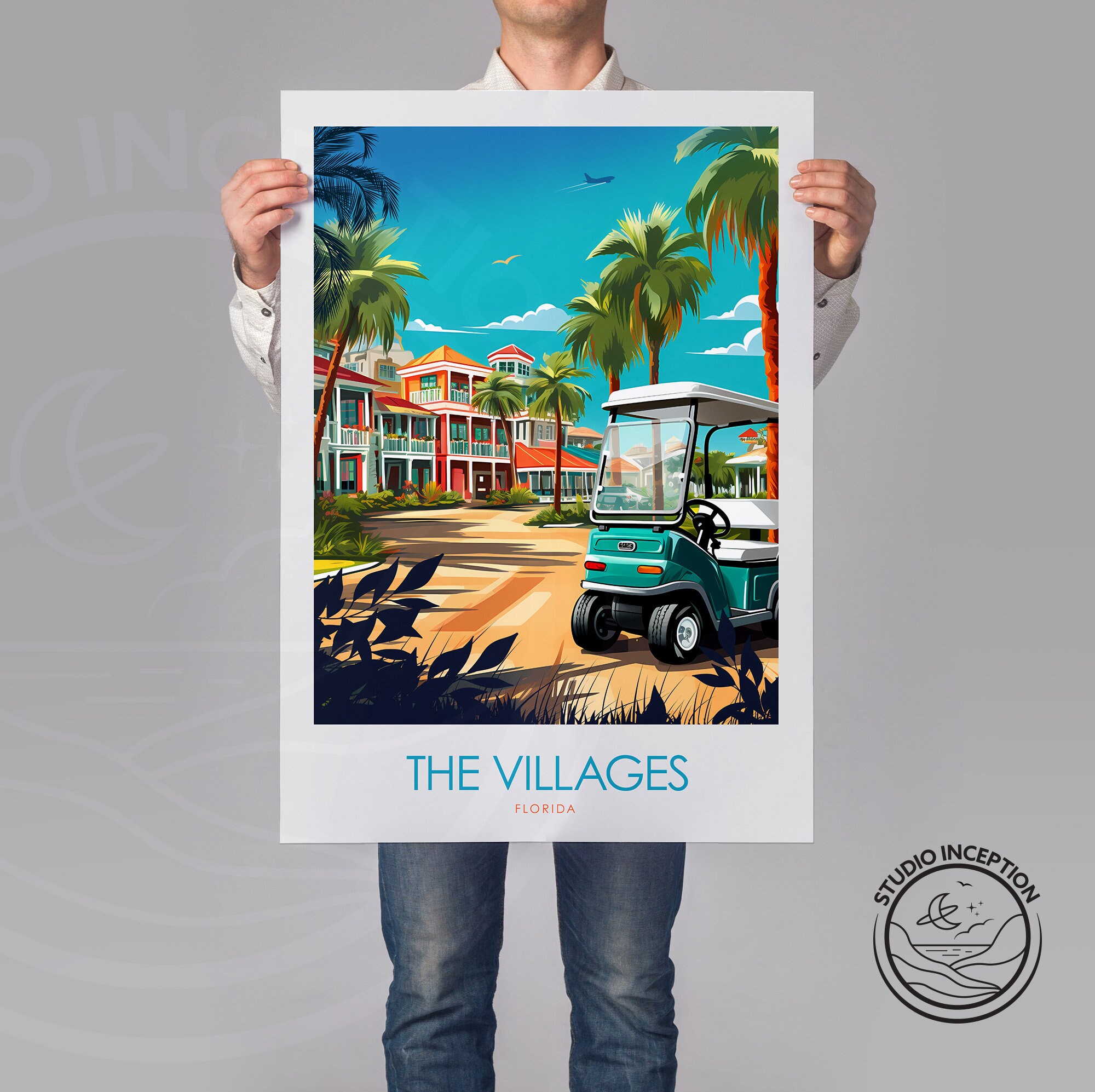 The Villages Minimal Travel Print, Florida Poster, United States Travel ...