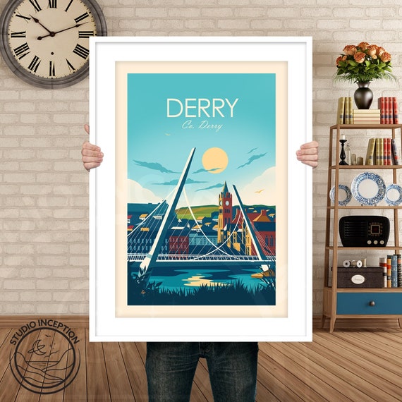 The Peace Bridge Derry City Travel Poster Print Londonderry | Etsy