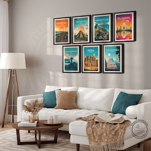 Seven Wonders of the World Travel Posters Travel Print Travel Gift ...
