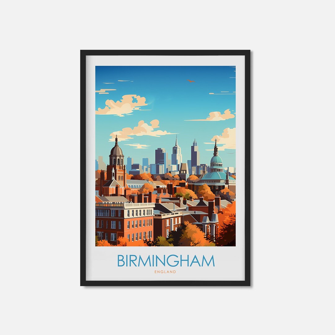 Birmingham City Print Birmingham Travel Poster England Print ...