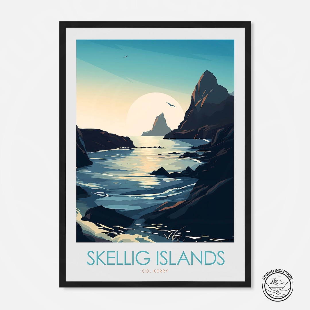 Skellig Michael Print Great Skellig Travel Poster Ireland Poster Wall ...