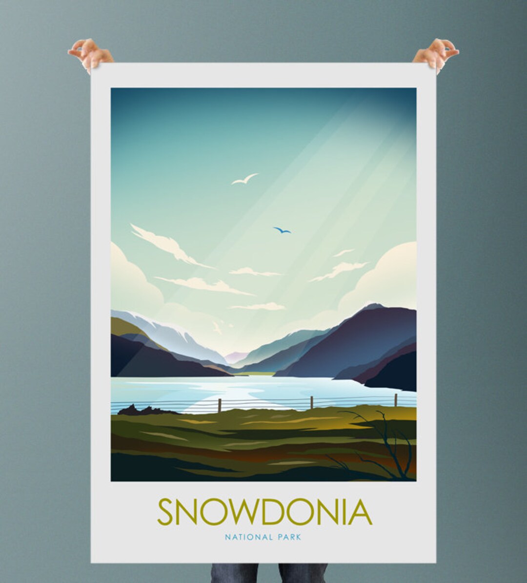Snowdonia Print Travel Poster, National Park, Wales Travel Print,art ...