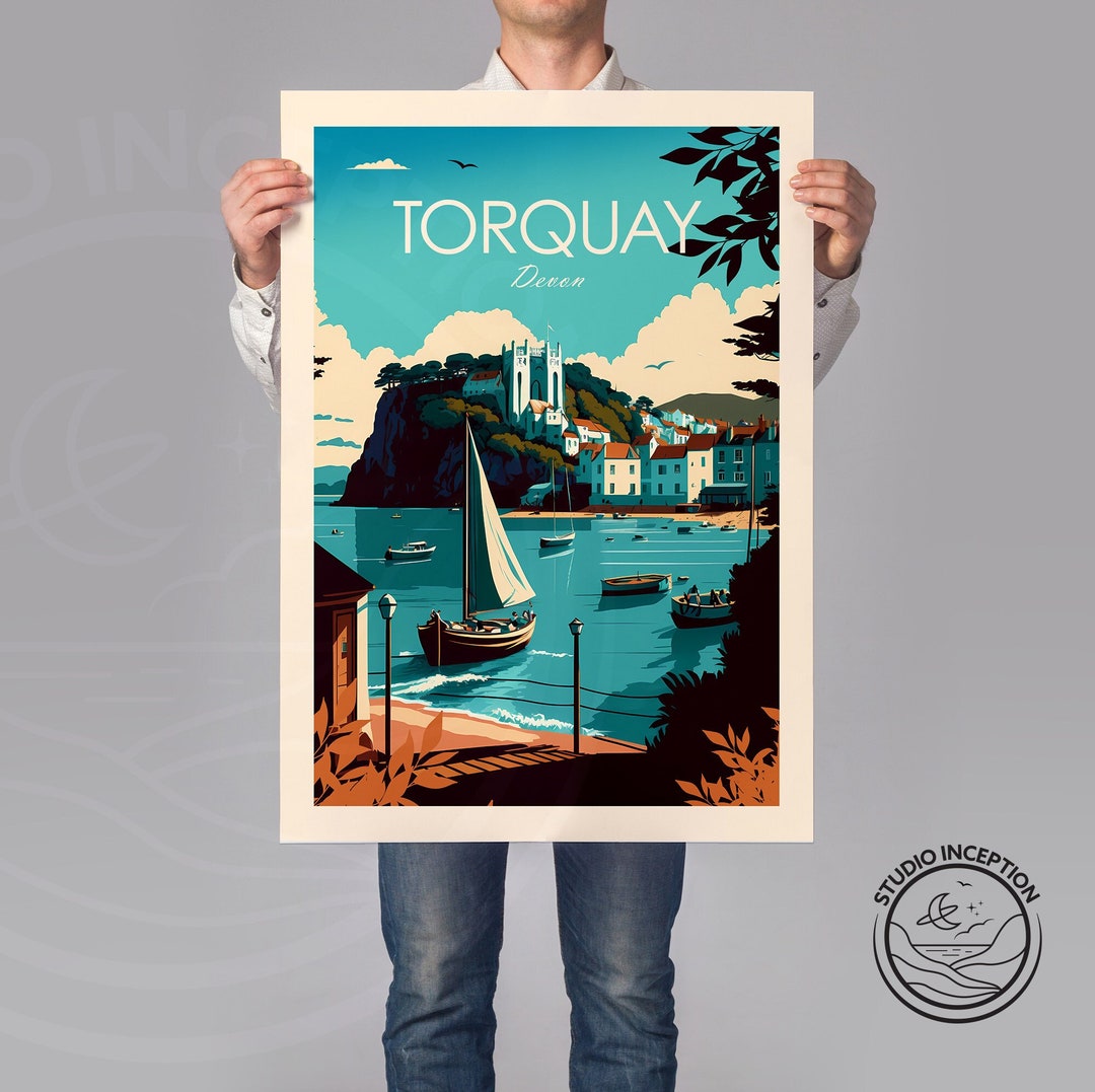 Torquay Traditional Style Travel Print Devon Travel Poster Torquay ...