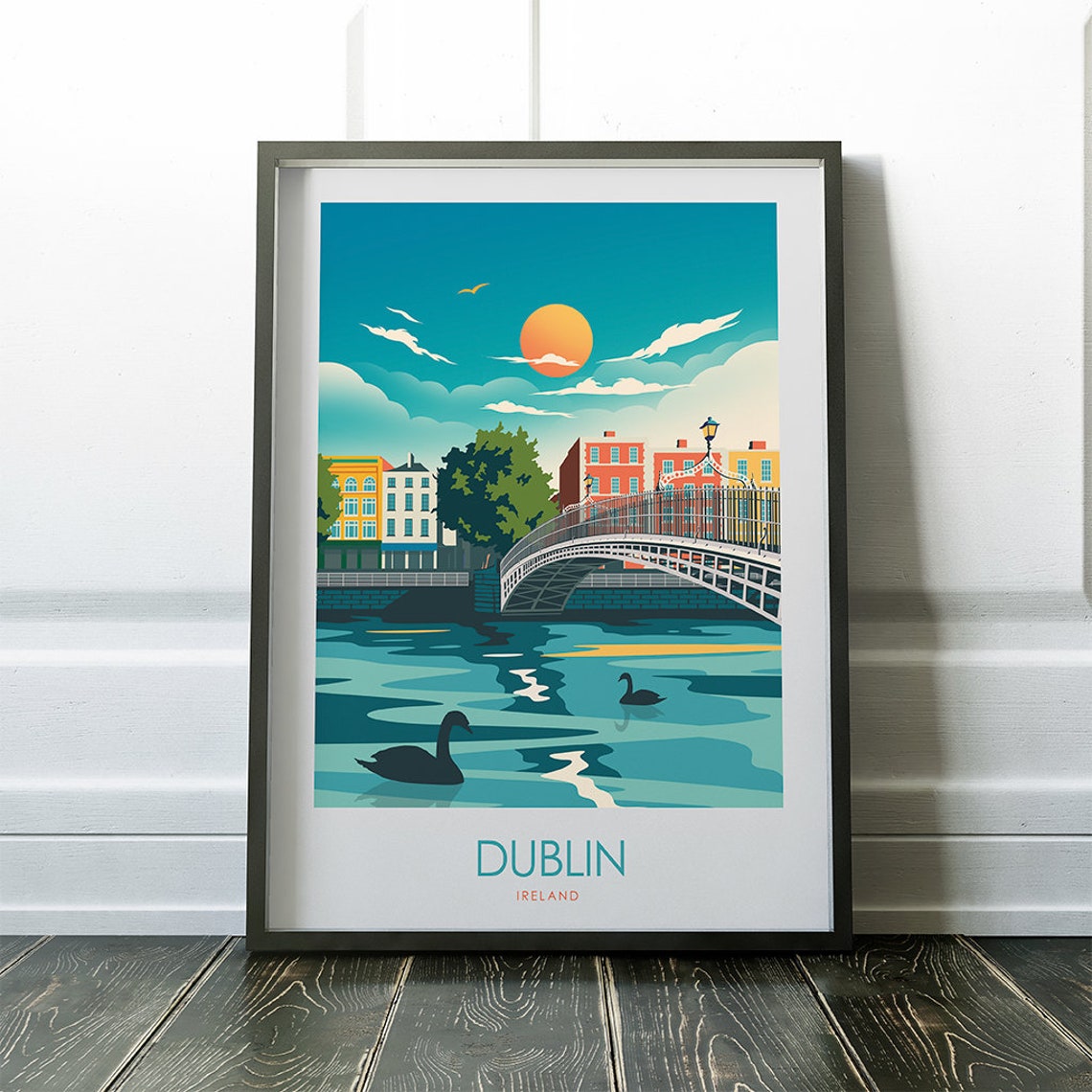 Dublin City Travel Poster Art Print in Modern Minimal Style | Etsy