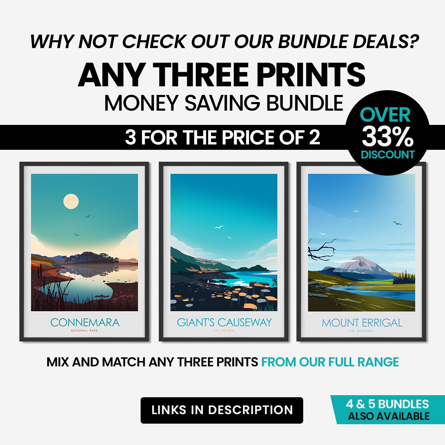 Giants Causeway Print, Northern Ireland Travel Print, Travel Poster ...