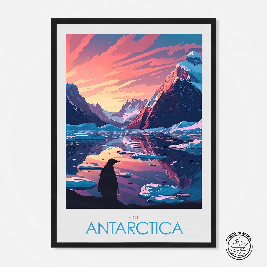 Antarctica Print, Antarctica Poster, South Pole Print, Travel Poster ...