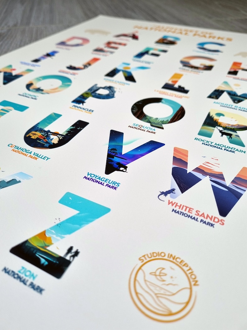 National Park Alphabet Print Alphabet Poster National Park - Etsy