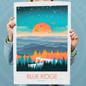 Blue Ridge Mountains Wall Art Print Travel Poster Travel Gift - Etsy