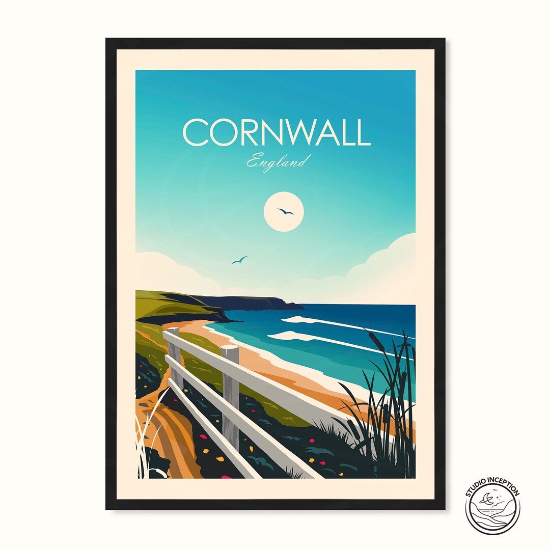 Cornwall Travel Print by Studio Inception, West Country Print, Coastal ...