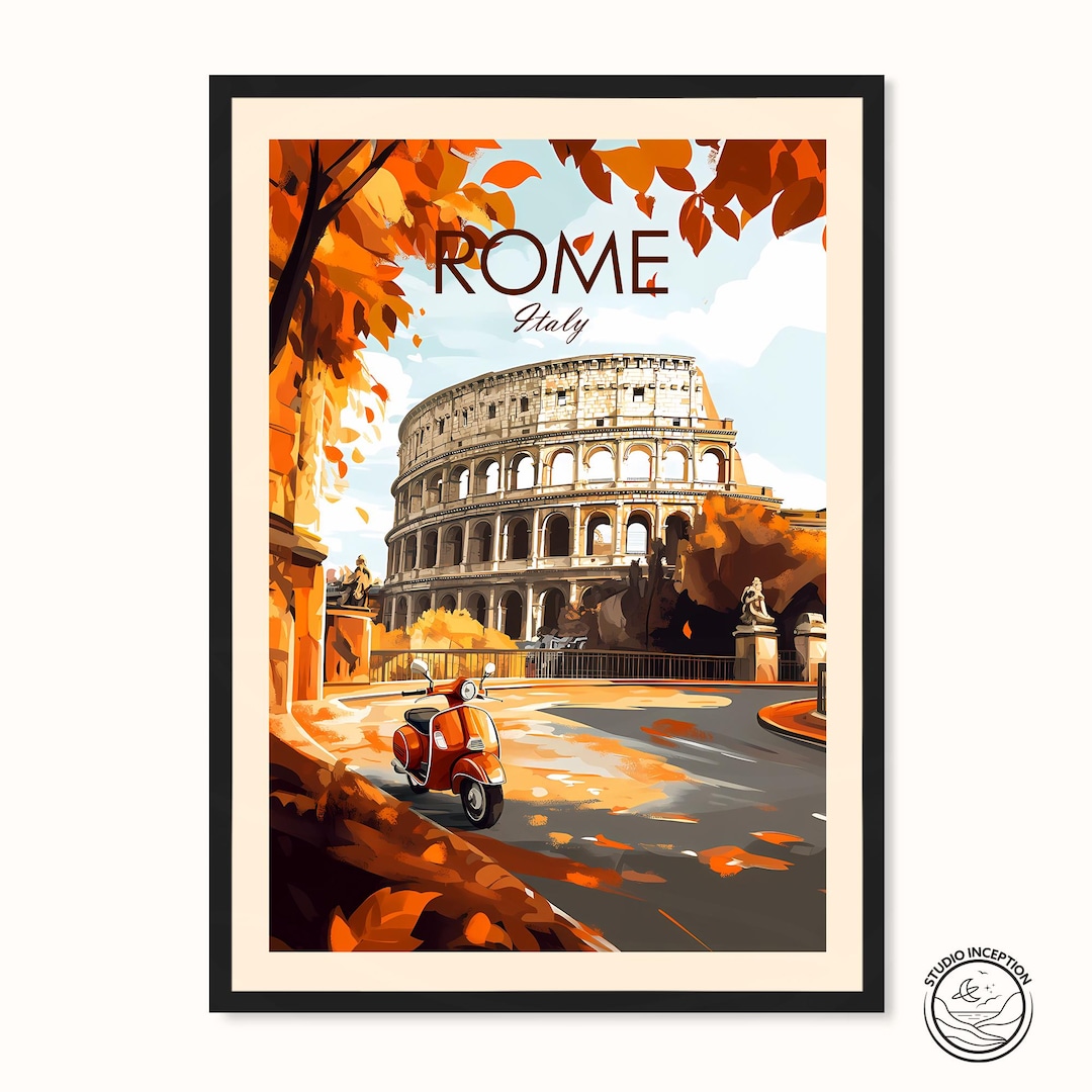 Rome Print Italy Travel Poster the Colosseum Wall Art Italy Travel Art ...