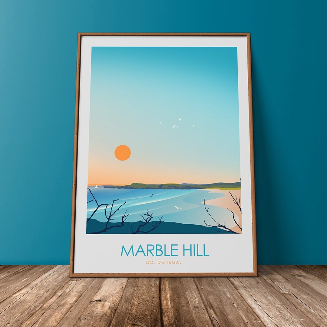 Travel Poster of Marble Hill Beach Dunfanaghy Co Donegal Print, Travel ...