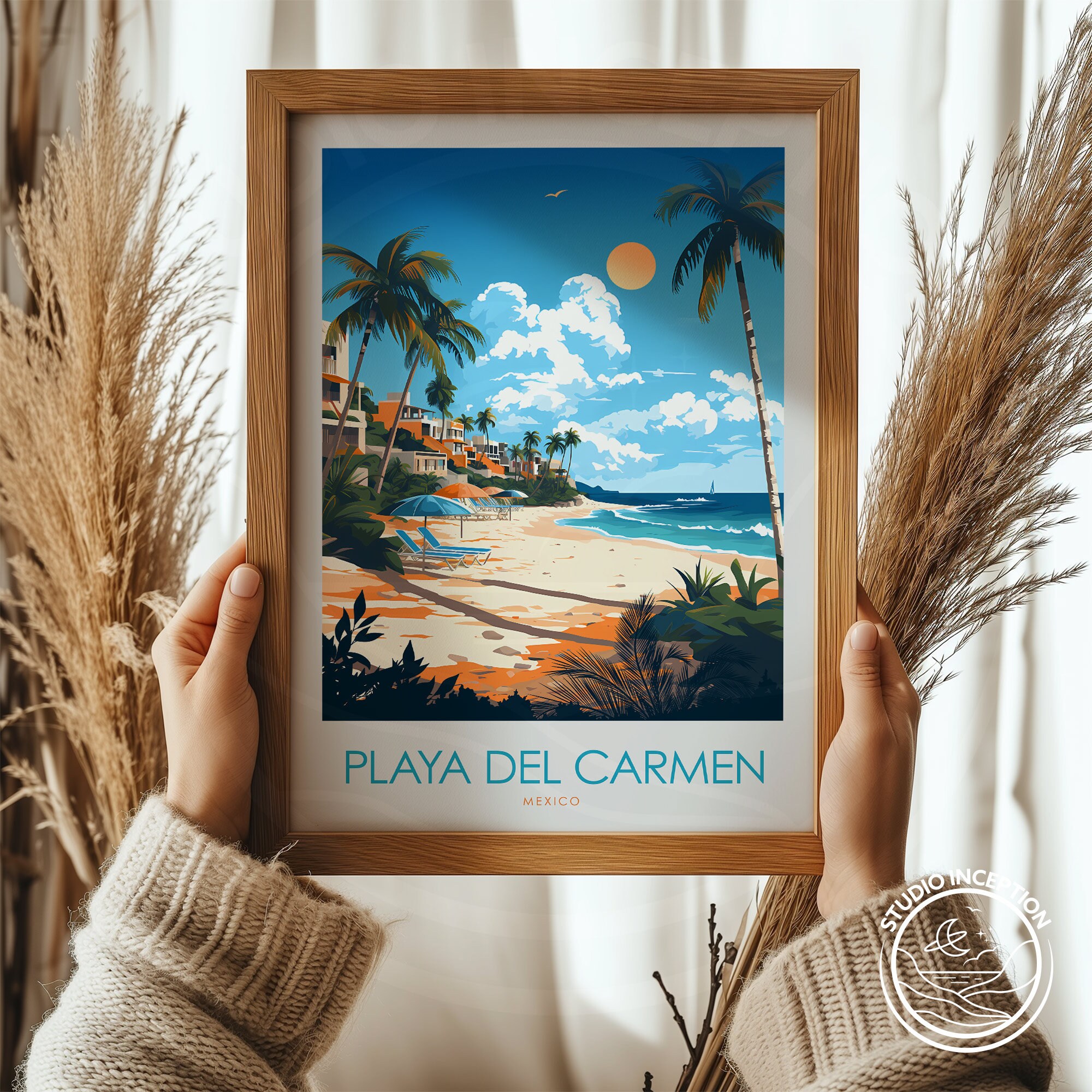 Playa Del Carmen Print Mexico Travel Poster, Playa Del Carmen Wall Art ...