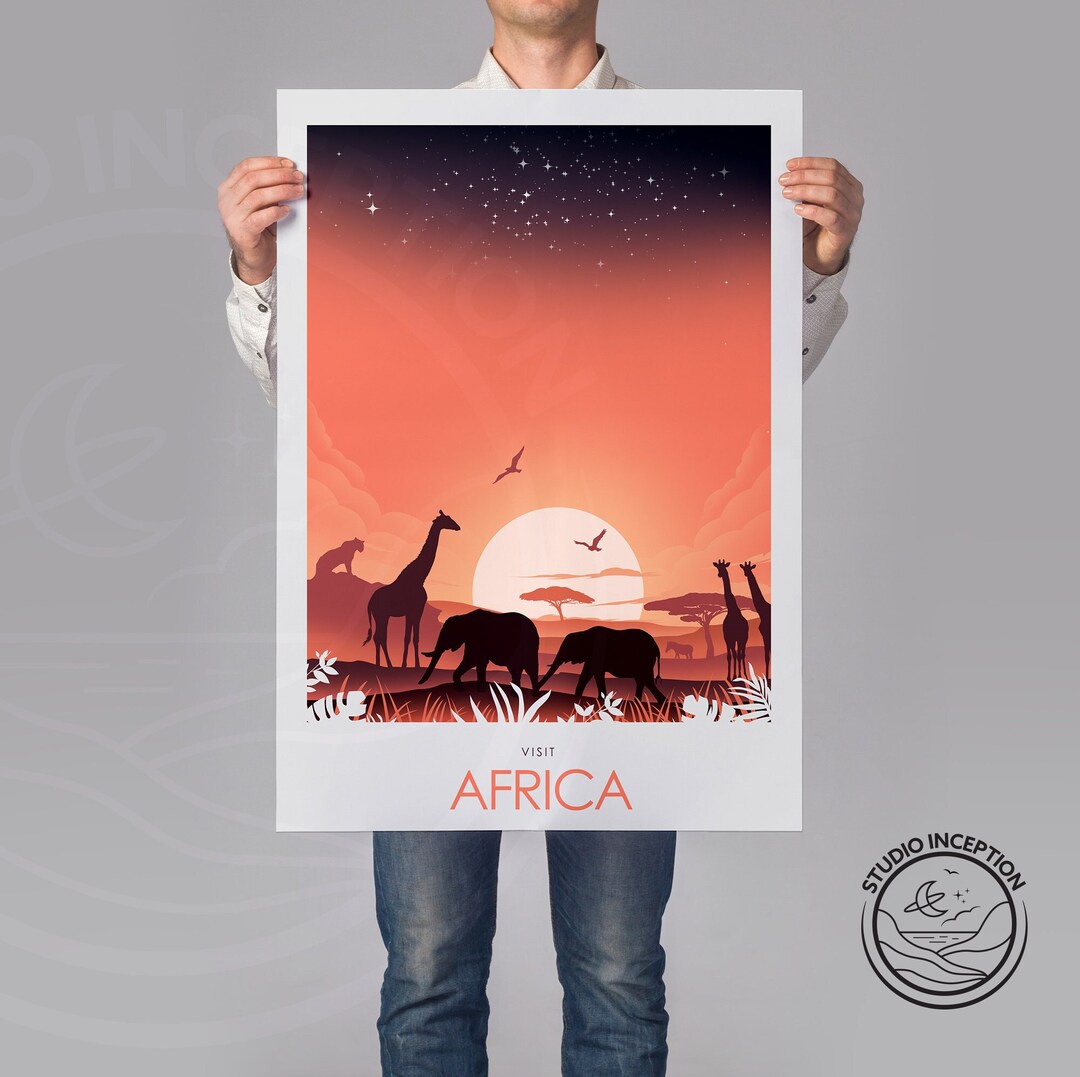 Poster Art Print Visit Africa Travel Print, Travel Poster, Safari Print ...