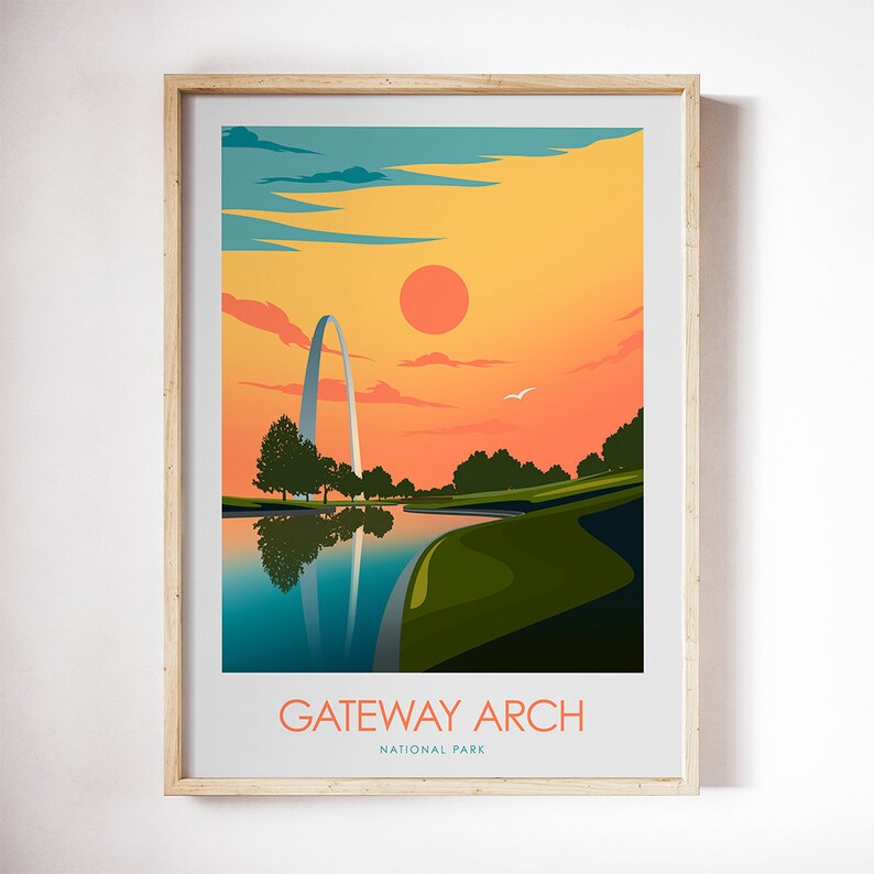 Gateway Arch National Park Travel Poster Print Minimal Style | Etsy