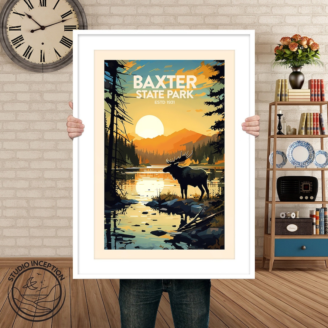 Baxter State Park Traditional Travel Print Maine Travel Poster Baxter ...