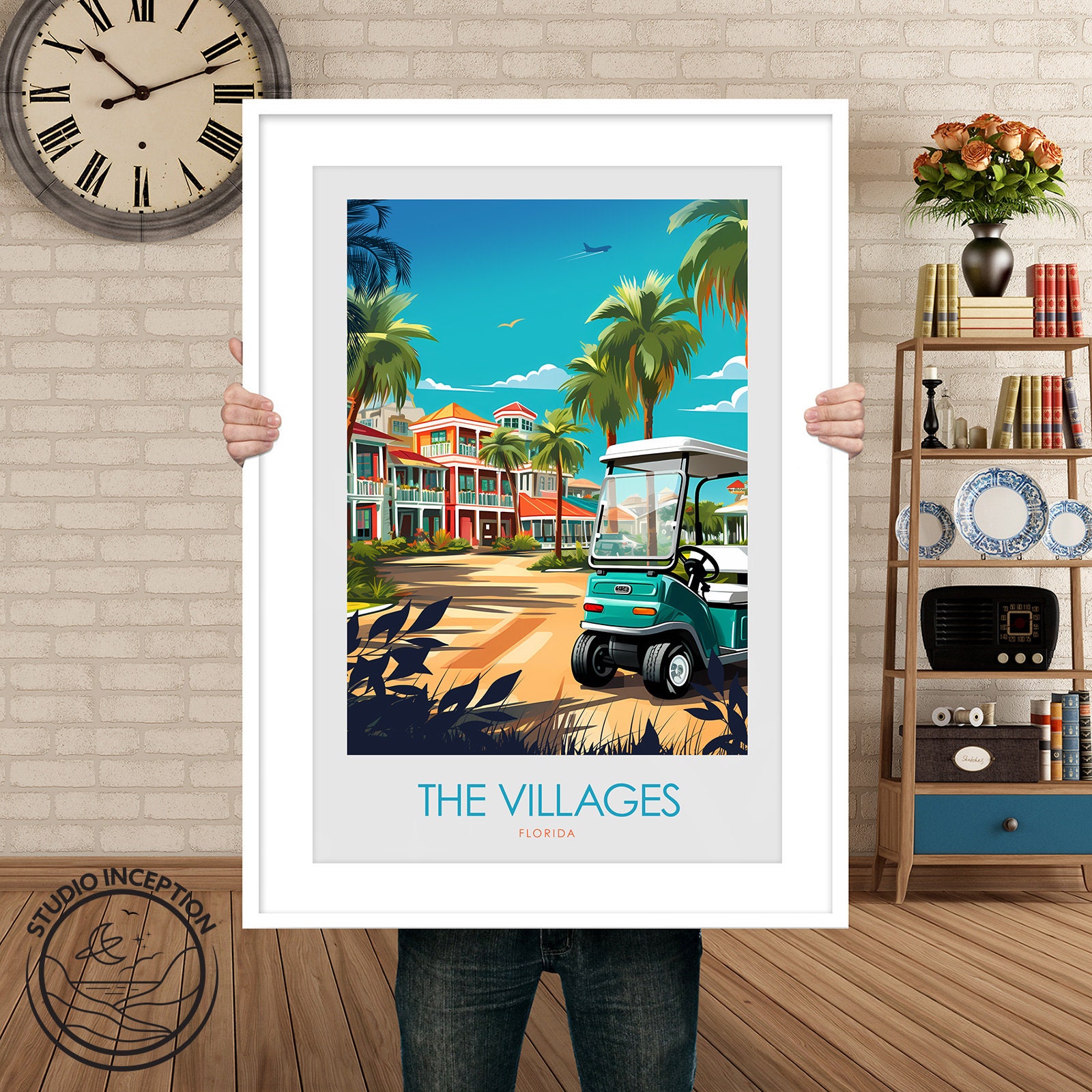The Villages Minimal Travel Print, Florida Poster, United States Travel ...