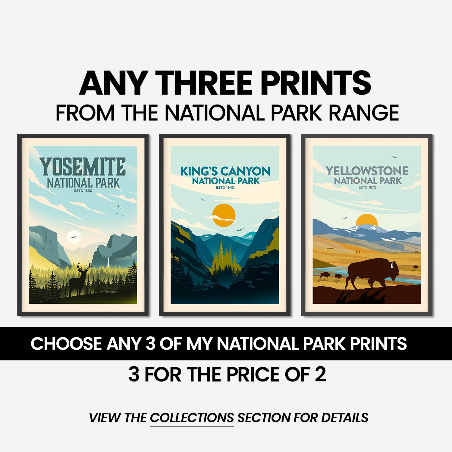 Kings Canyon National Park Poster Sierra Nevada Mountains | Etsy