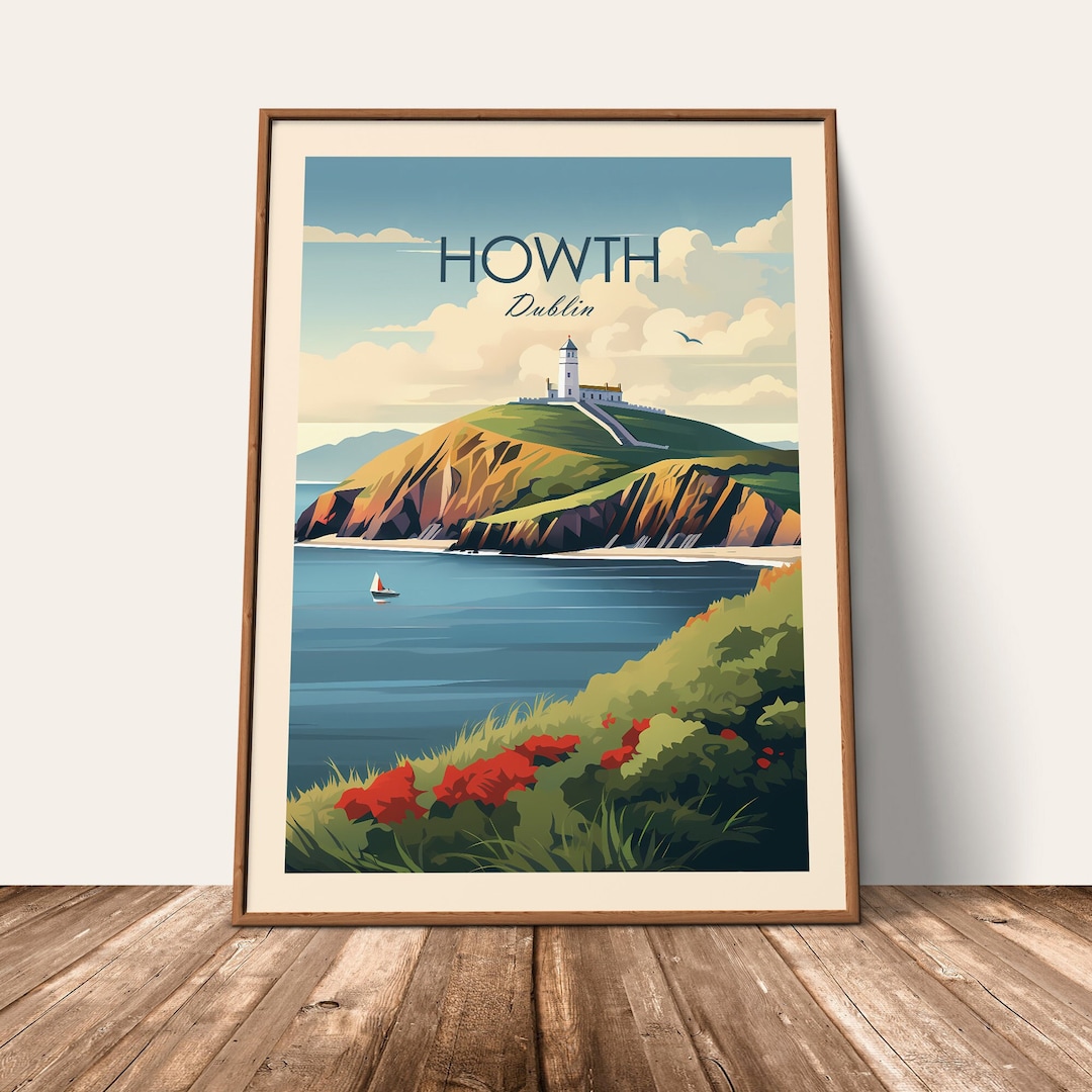 Howth Dublin Traditional Travel Print Travel Poster Ireland Wall Art ...