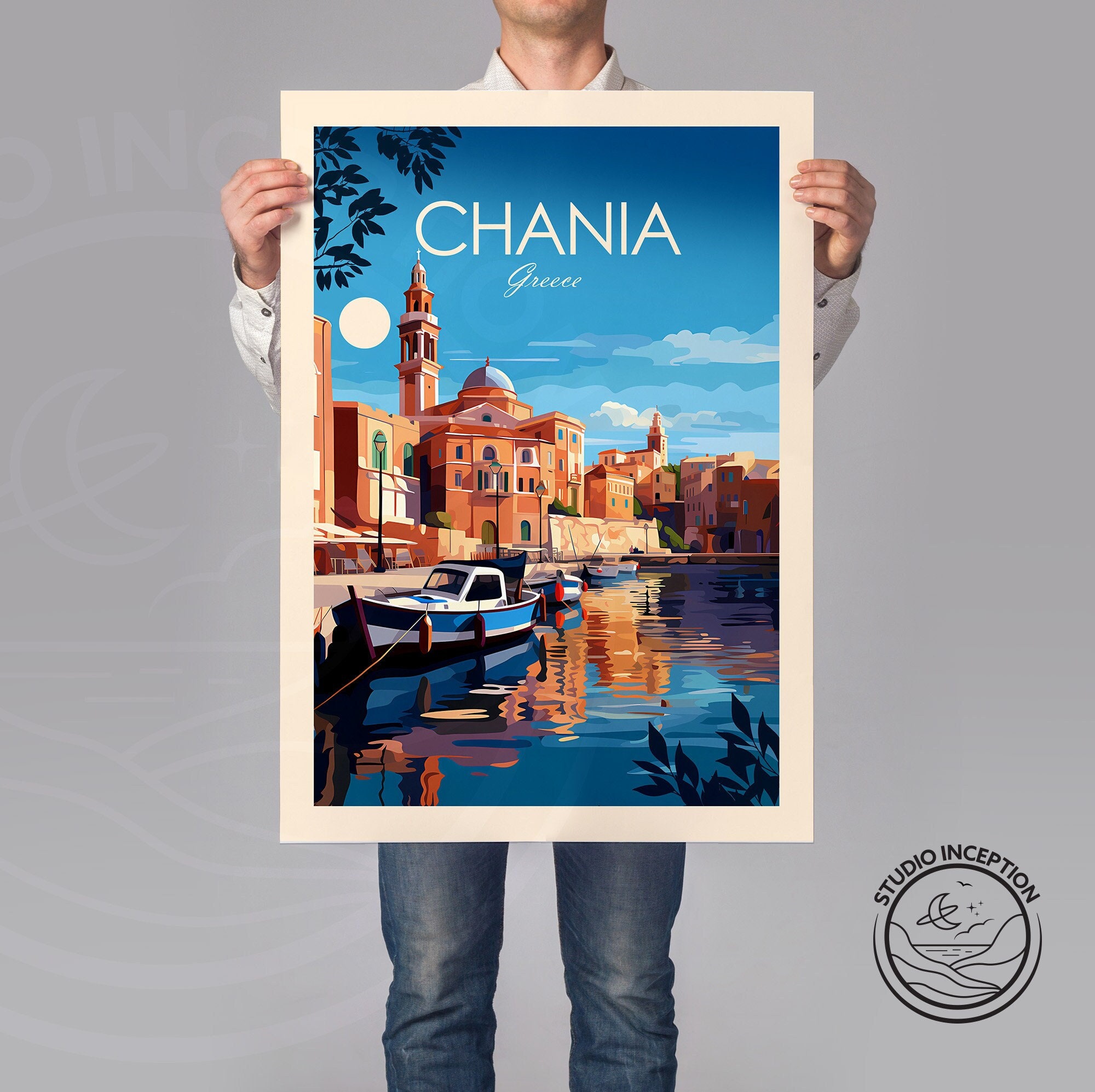Chania Traditional Print, Crete Poster, Greece Wall Art Wall Hanging ...
