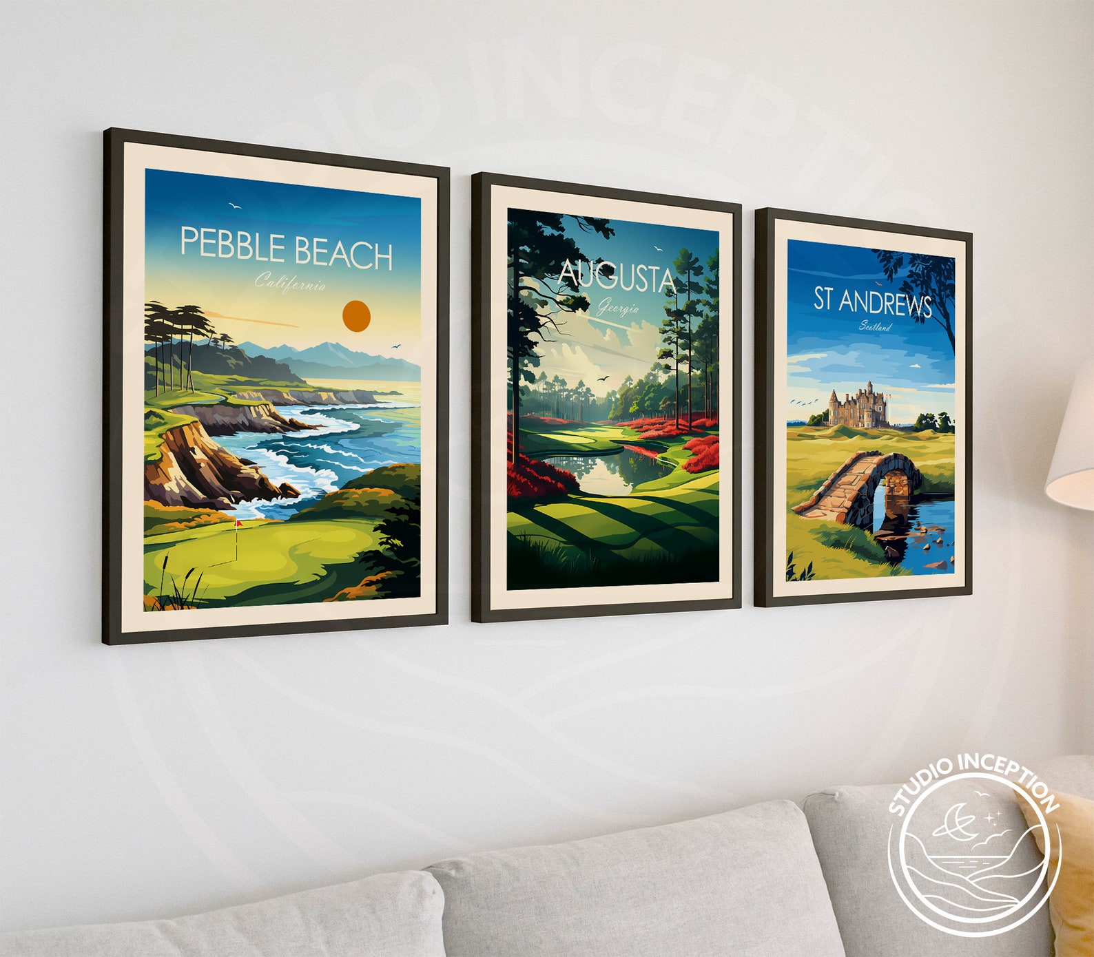 Pebble Beach Print Pebble Beach Golf Club Travel Poster Gift for Golfer ...