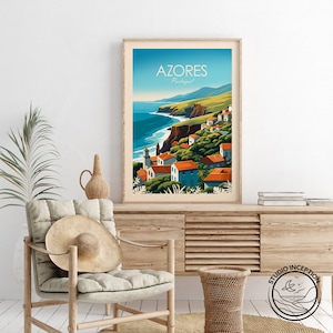 Azores Poster Travel Print Wall Art Azores Wall Hanging Azores Gift ...