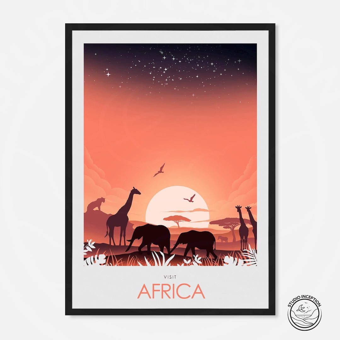 Poster Art Print Visit Africa Travel Print, Travel Poster, Safari Print ...
