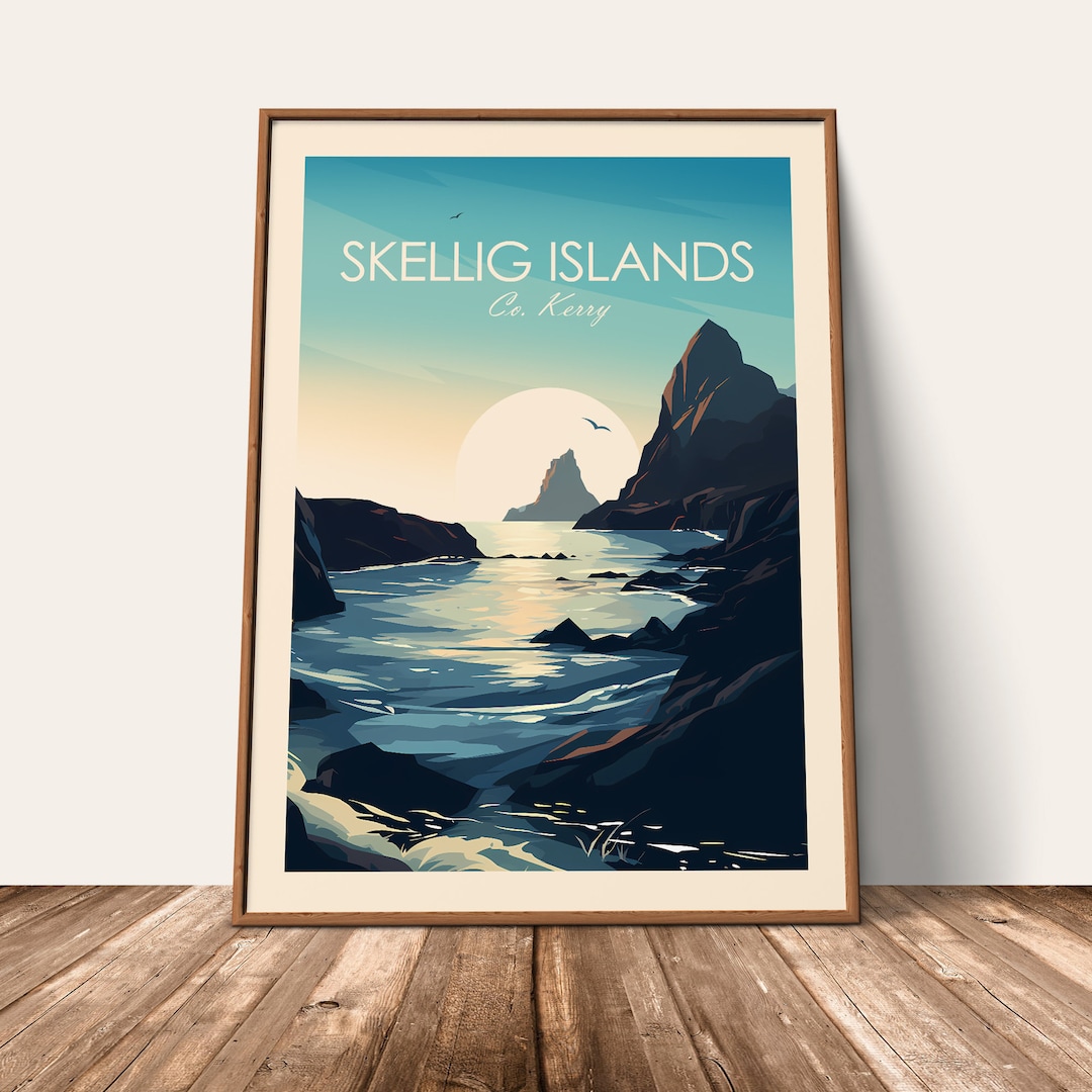 Skellig Islands Traditional Print Skellig Michael Travel Poster Ireland ...