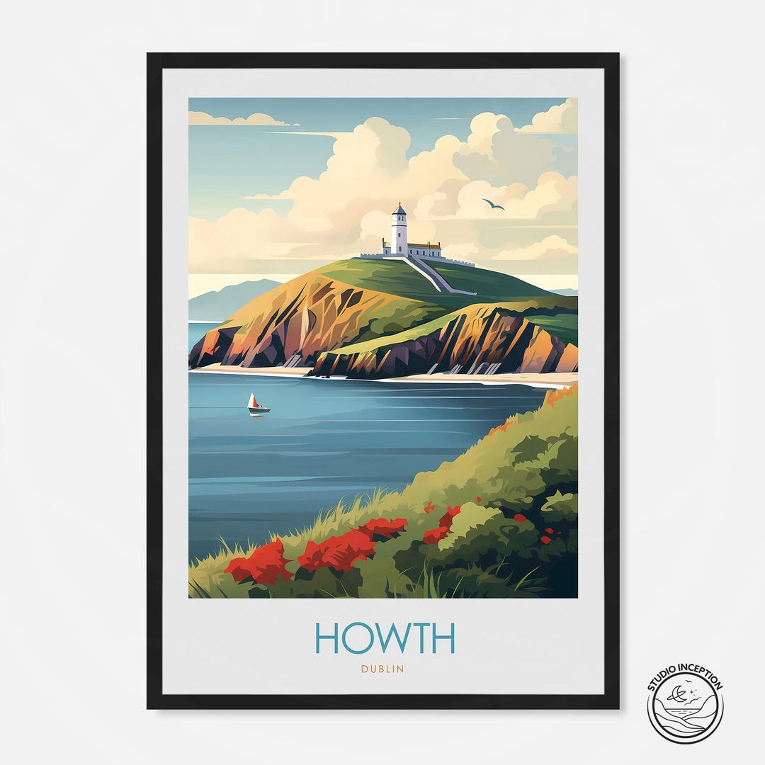 Howth Print Dublin Travel Poster Ireland Wall Art Home Decor Travel ...