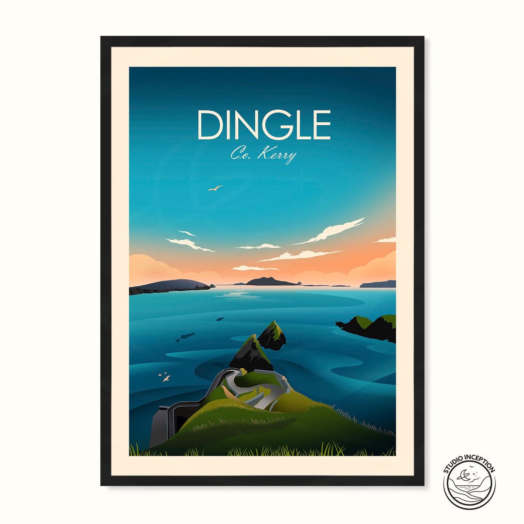 Dingle Co Kerry Travel Poster Print in Traditional Style by Studio ...