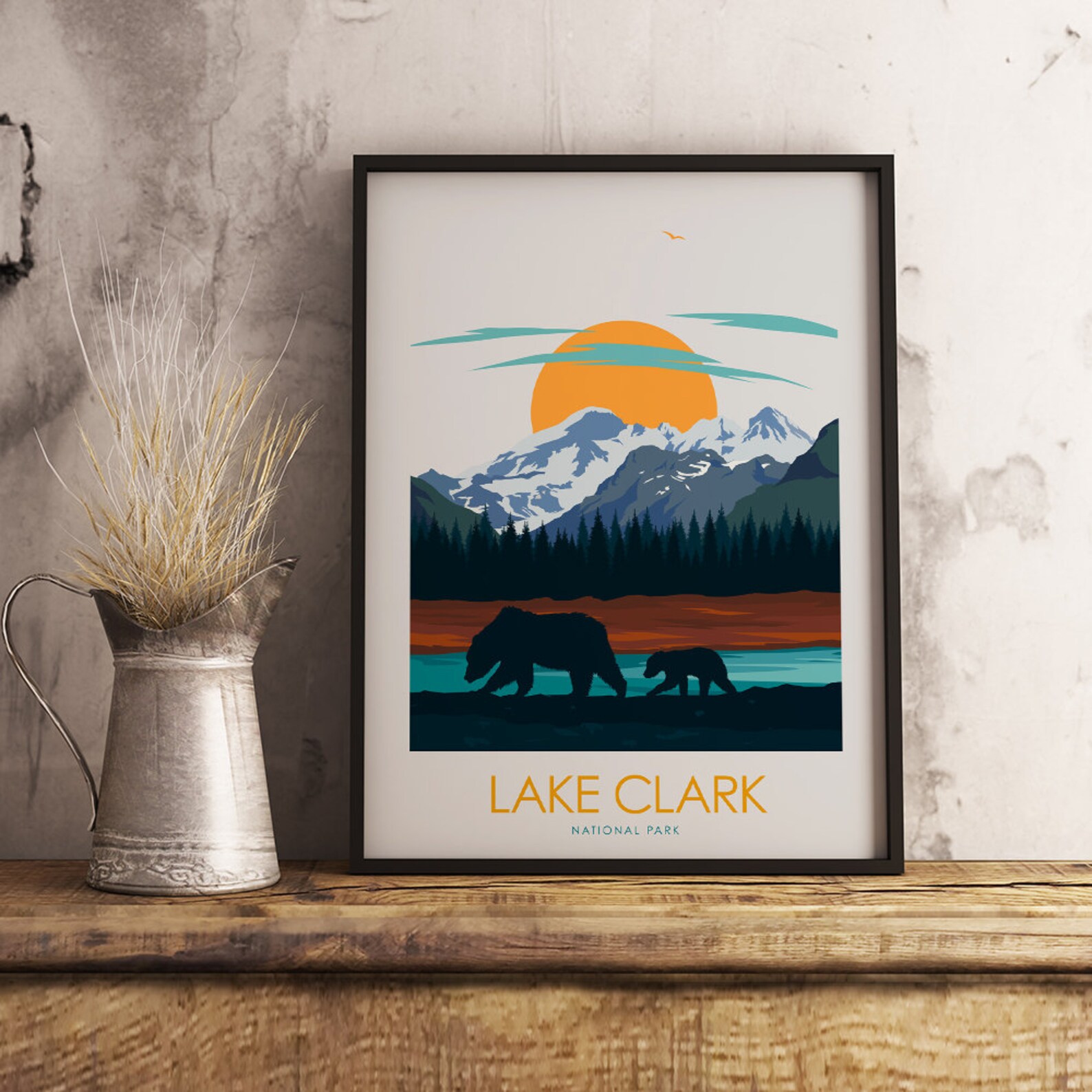 Lake Clark National Park Travel Poster Minimalist Print Art Print, Wall ...