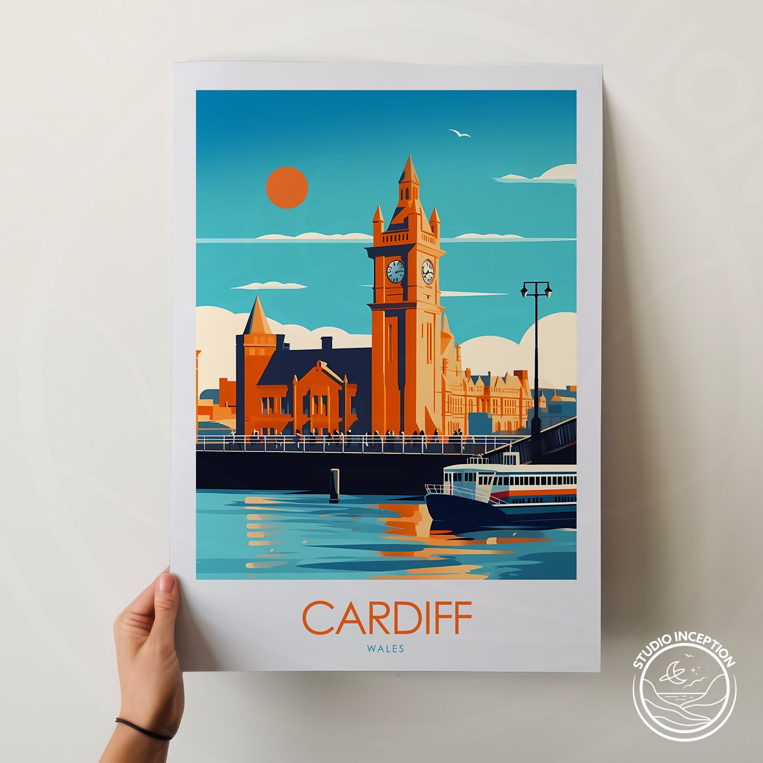 Cardiff Wales Print Cardiff Travel Poster Cardiff Gift Personalised ...