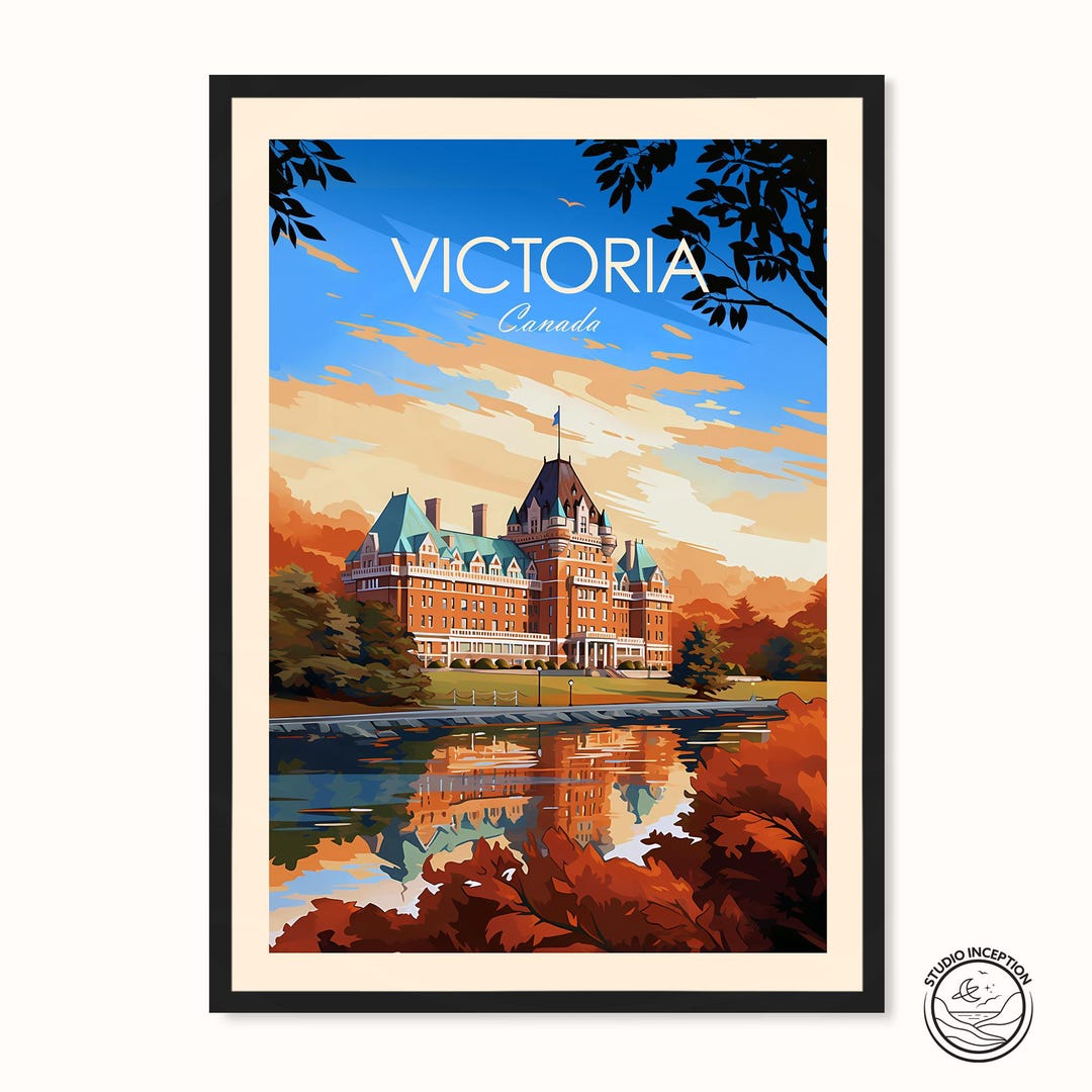 Victoria Print Canada Travel Poster, Victoria Art, Canada Wall Art With ...