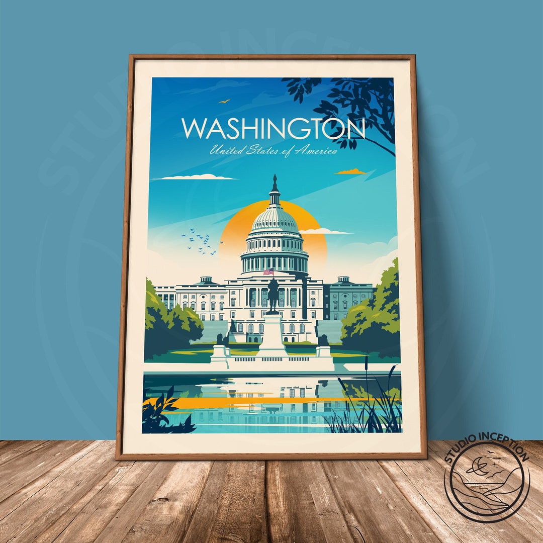 Washington DC Travel Print Cityscape Art Decor, Souvenir, and Gift for ...