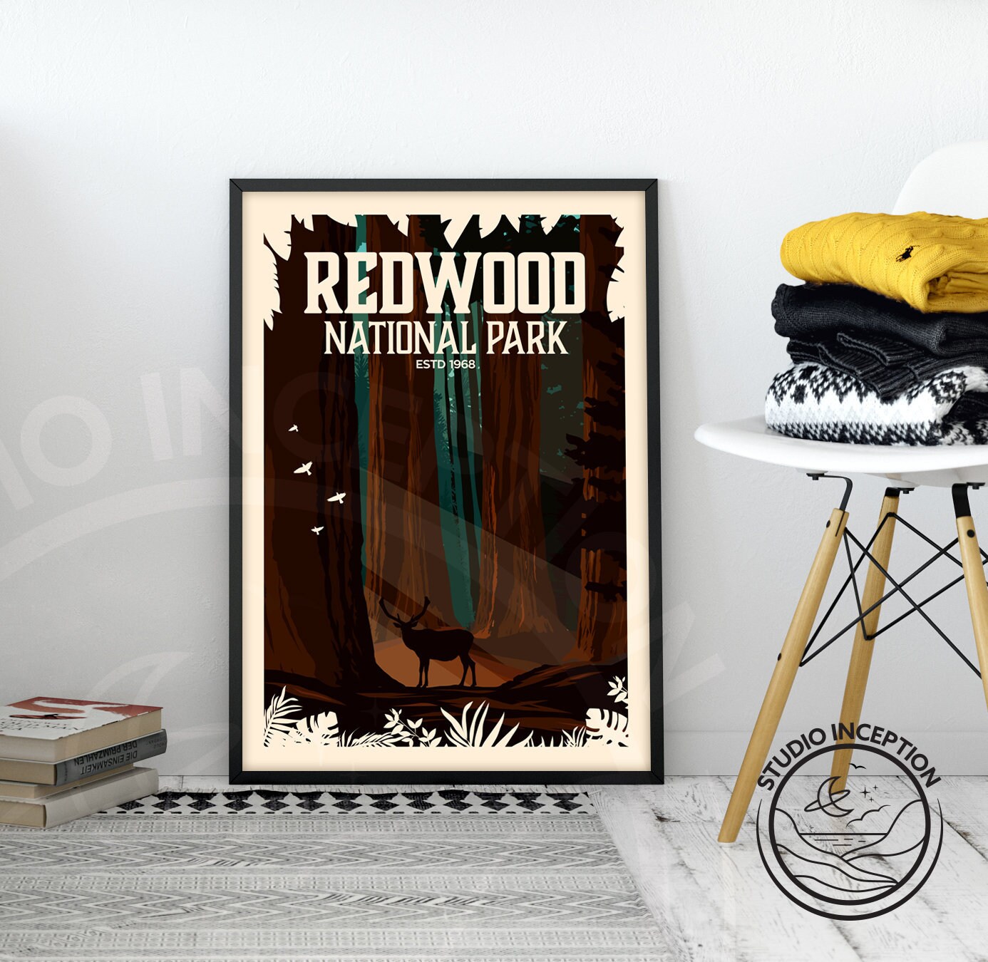 Redwood National Park Travel Poster Redwood Park Print Art | Etsy