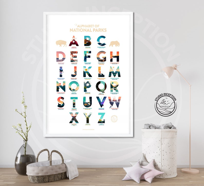 Nursery Print National Park Alphabet Print With White Background - Etsy