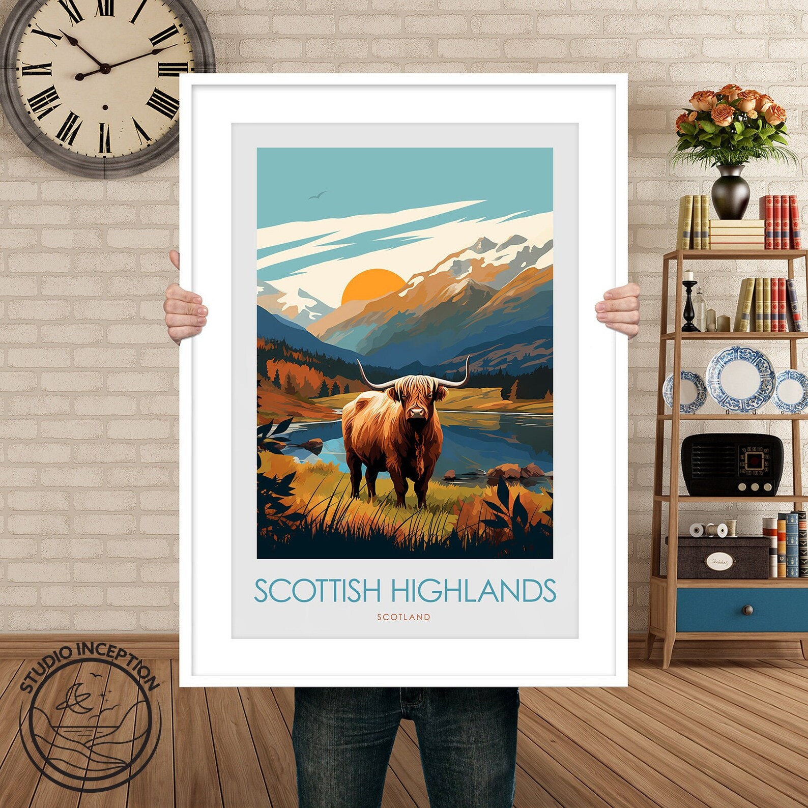The Highlands Print, Scottish Highlands Travel Poster Gift - Prints ...