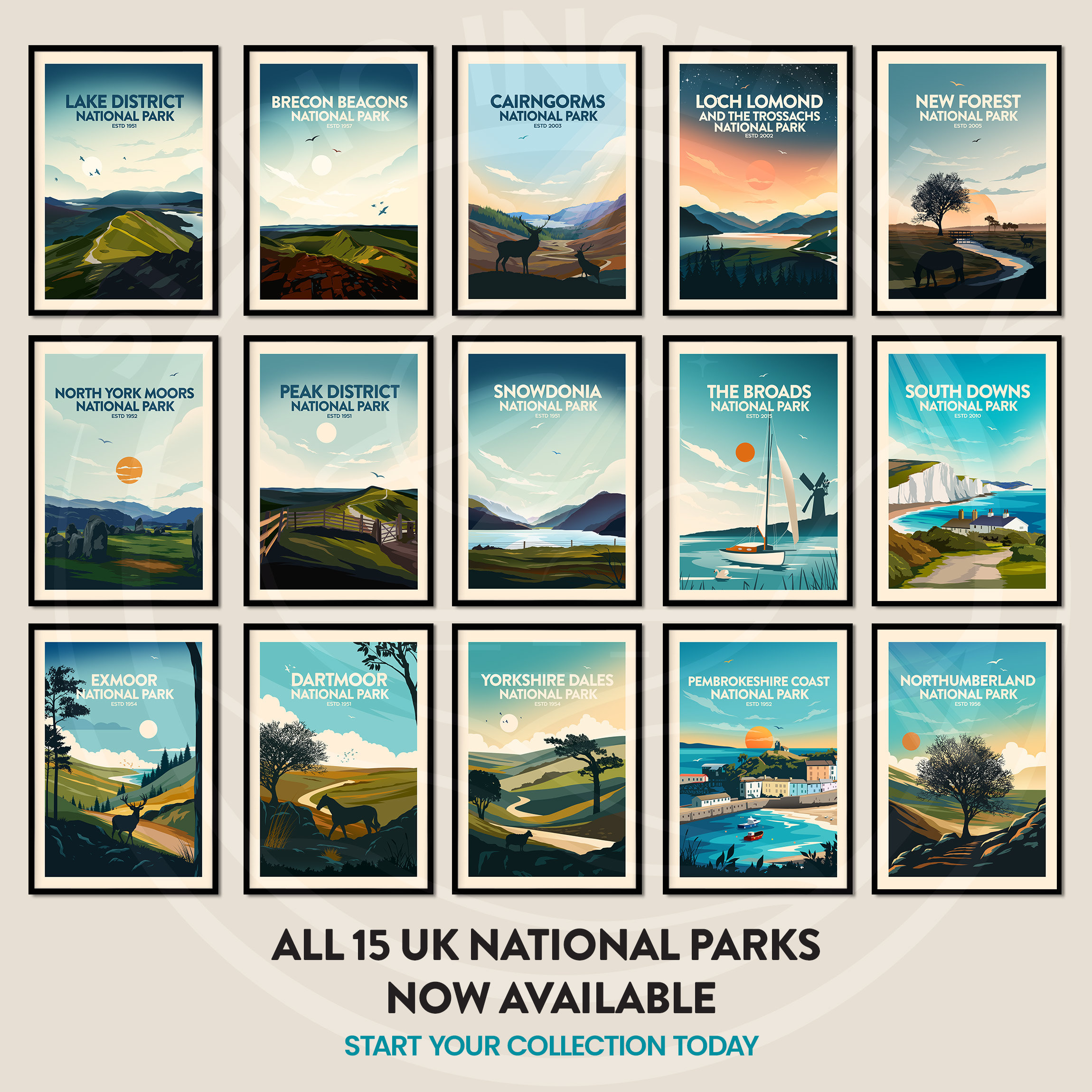 The Broads Print, the Broads National Park Poster Established Edition ...