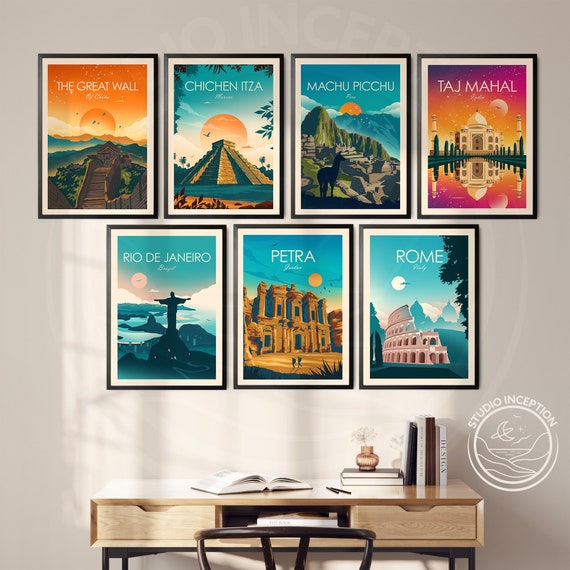 Seven Wonders of the World Travel Posters Travel Print Travel - Etsy UK