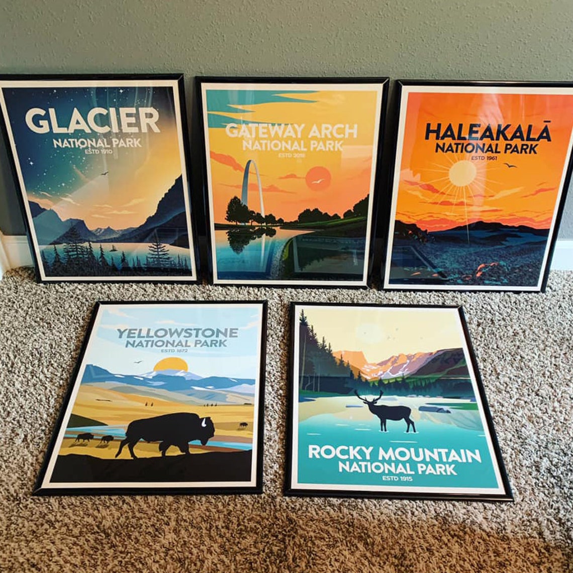 National Park Art Set of 3 Prints National Park Print | Etsy