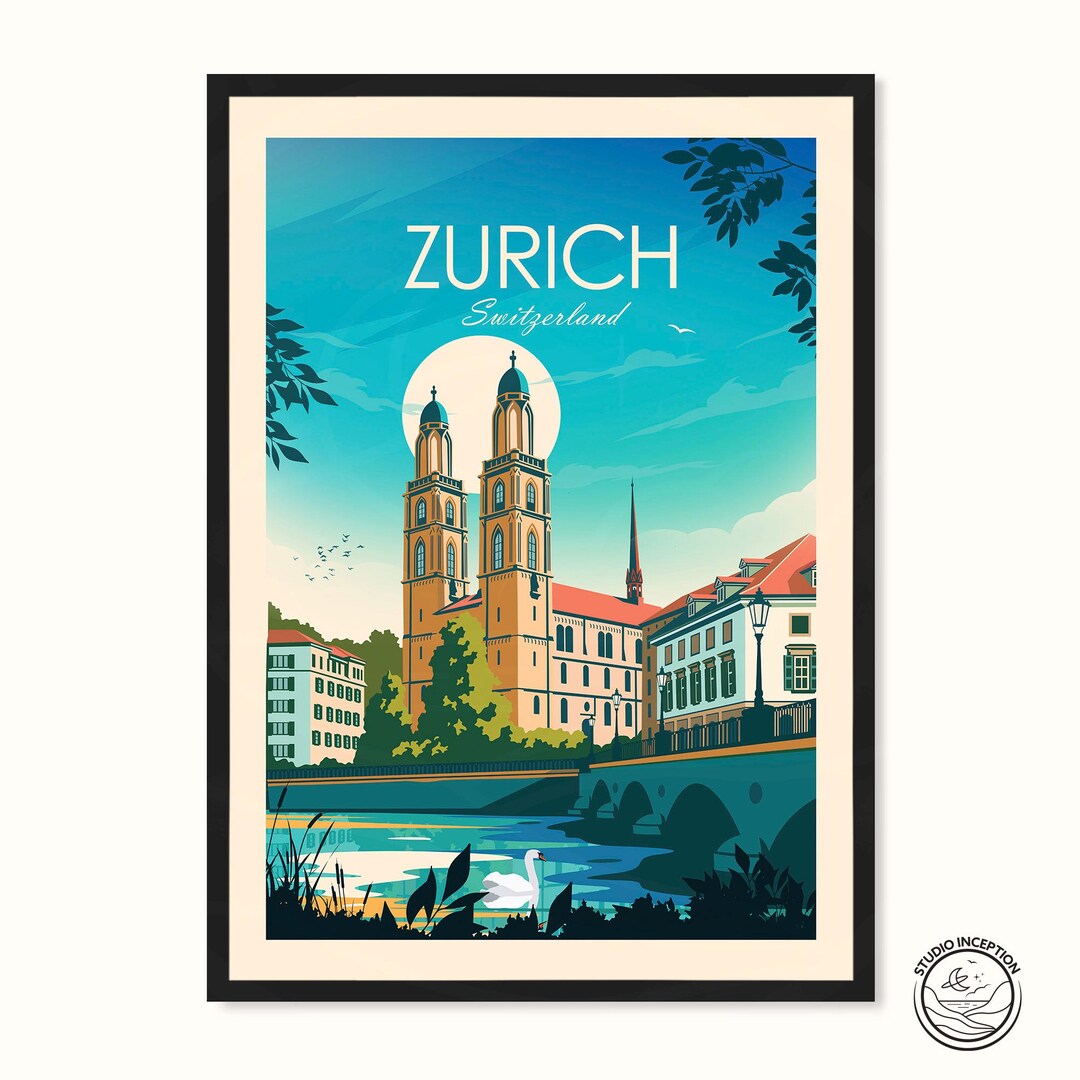 Zurich Print Zurich City Switzerland Traditional Travel Print Travel ...