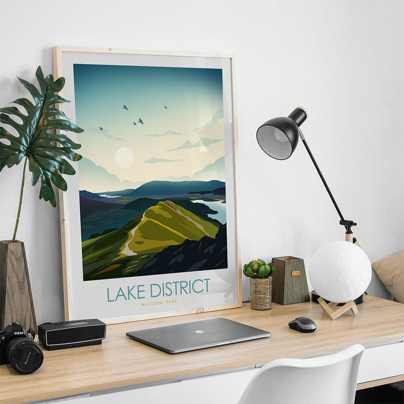 Lake District Print, Catbells, England Art Print Travel Poster National ...