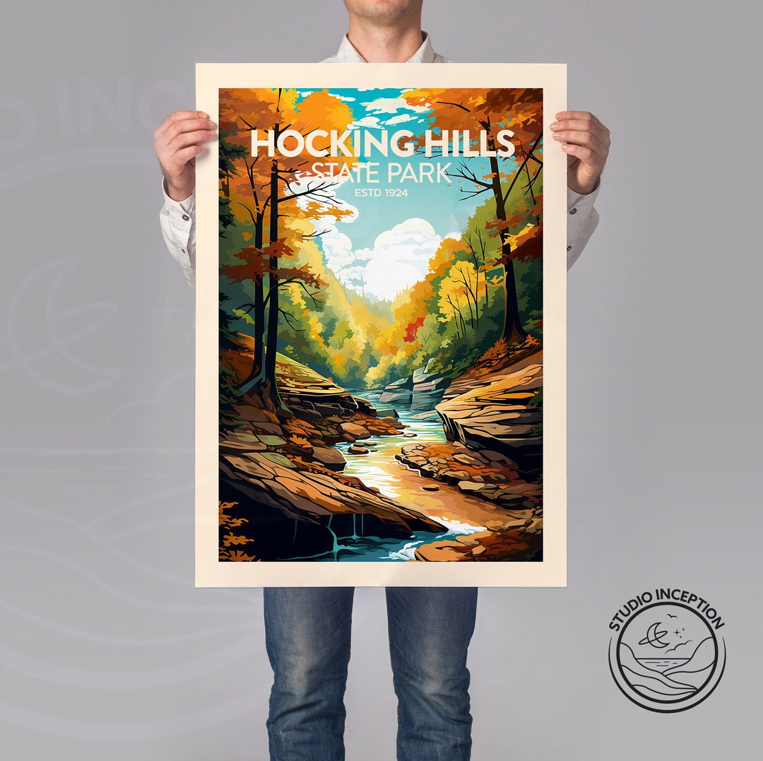 Hocking Hills Print, State Park Poster, Ohio Travel Art, United States ...