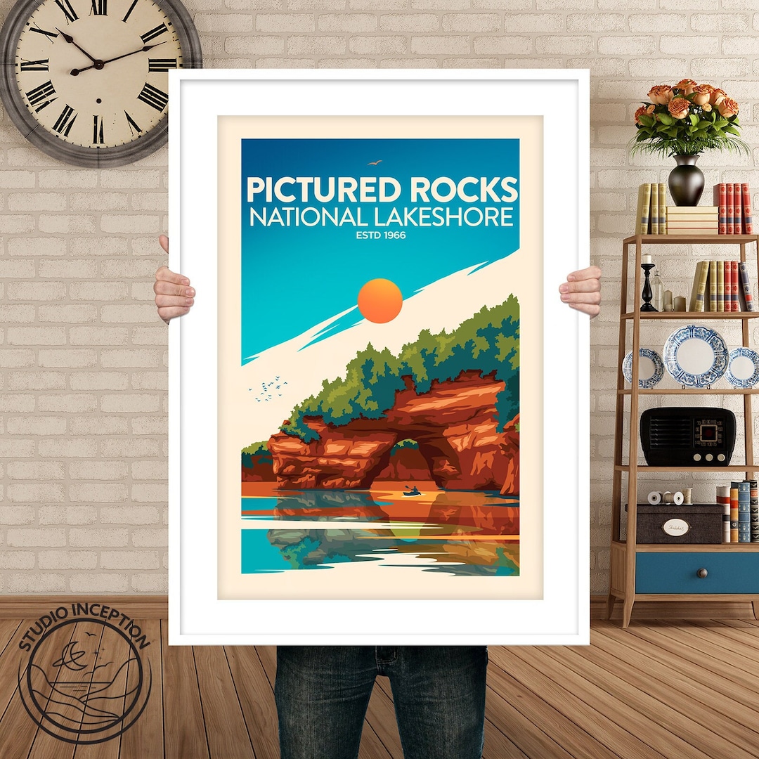 Pictured Rocks National Lakeshore Poster Print Lake Superior Travel ...
