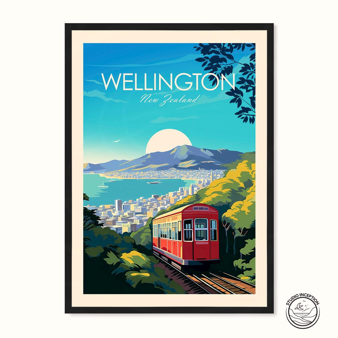 Wellington Traditional Travel Print Poster Wall Art New Zealand Travel ...