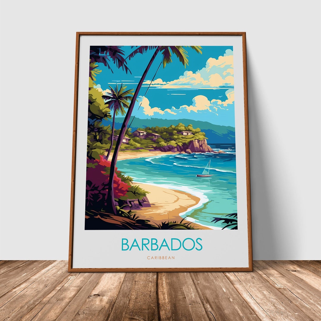 Barbados Caribbean Travel Poster Print Barbados Wall Art Wall - Etsy