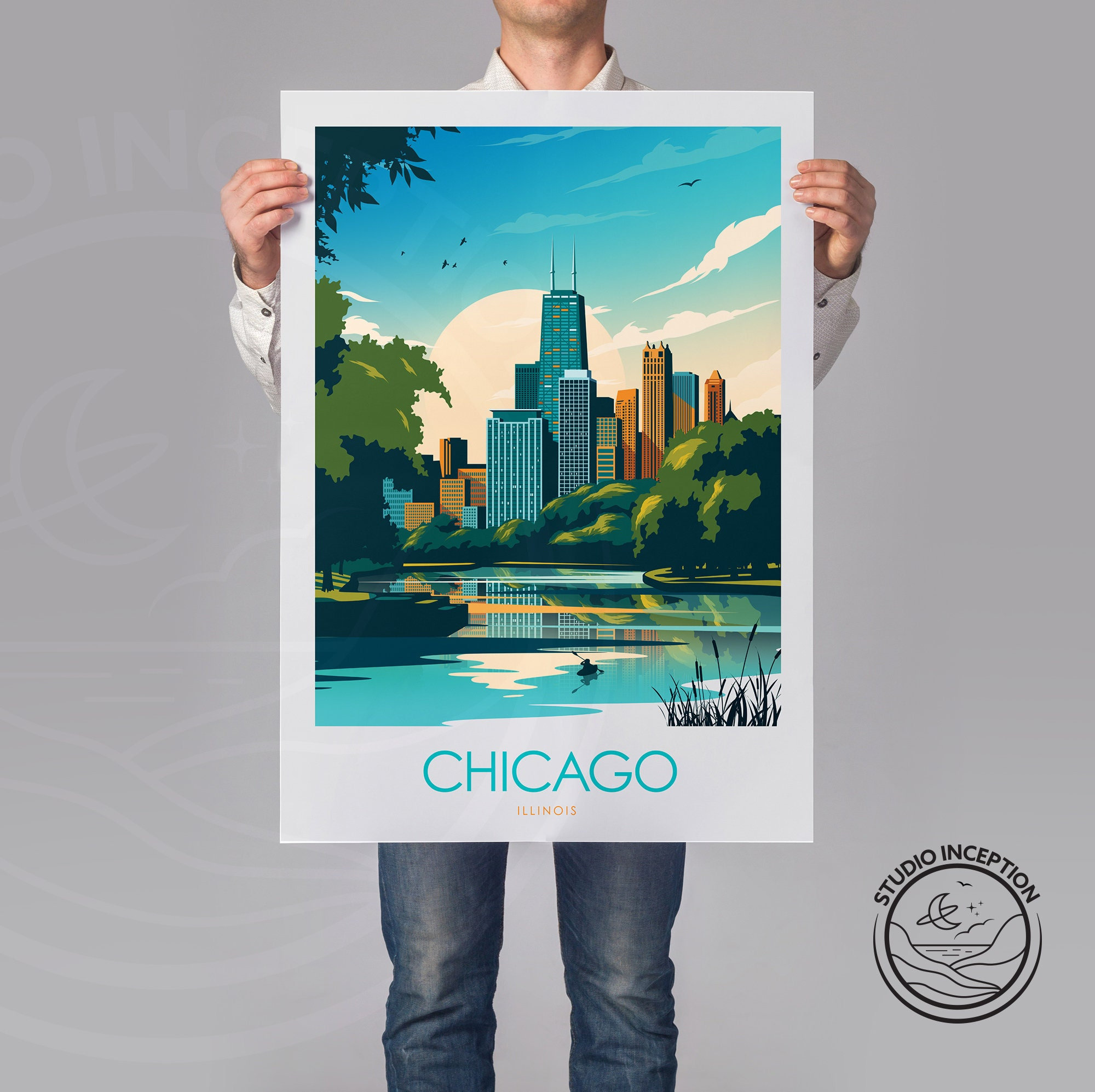 Chicago Print Chicago Poster Travel Print, Travel Poster, Home Decor ...
