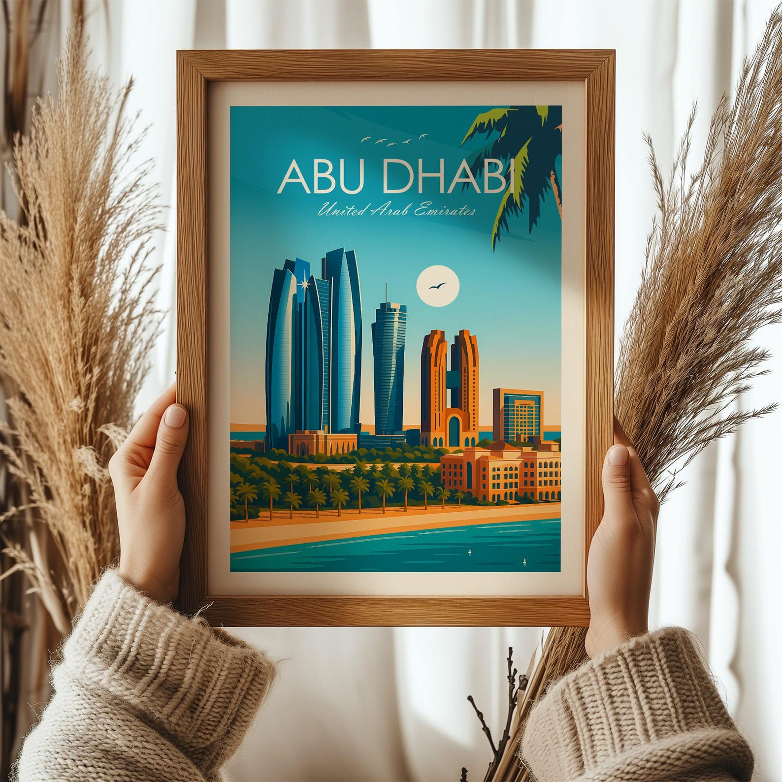 Abu Dhabi Travel Print | UAE Wall Art Poster | Abu Dhabi Skyline ...